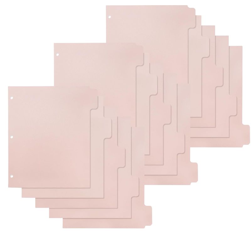 Buqoo 3-Ring Binder Plastic Divider Set Light Pink 5-Tab Dividers Sheet ...