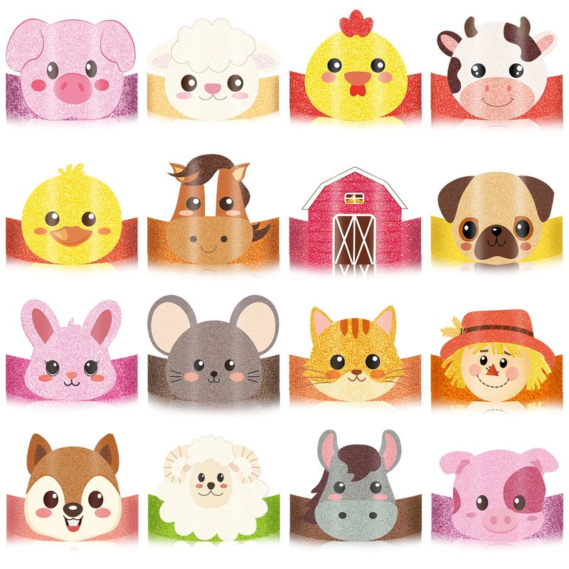 Yinder Animal Headbands, 48 Pcs Farm Animal Headbands for Kids Birthday ...