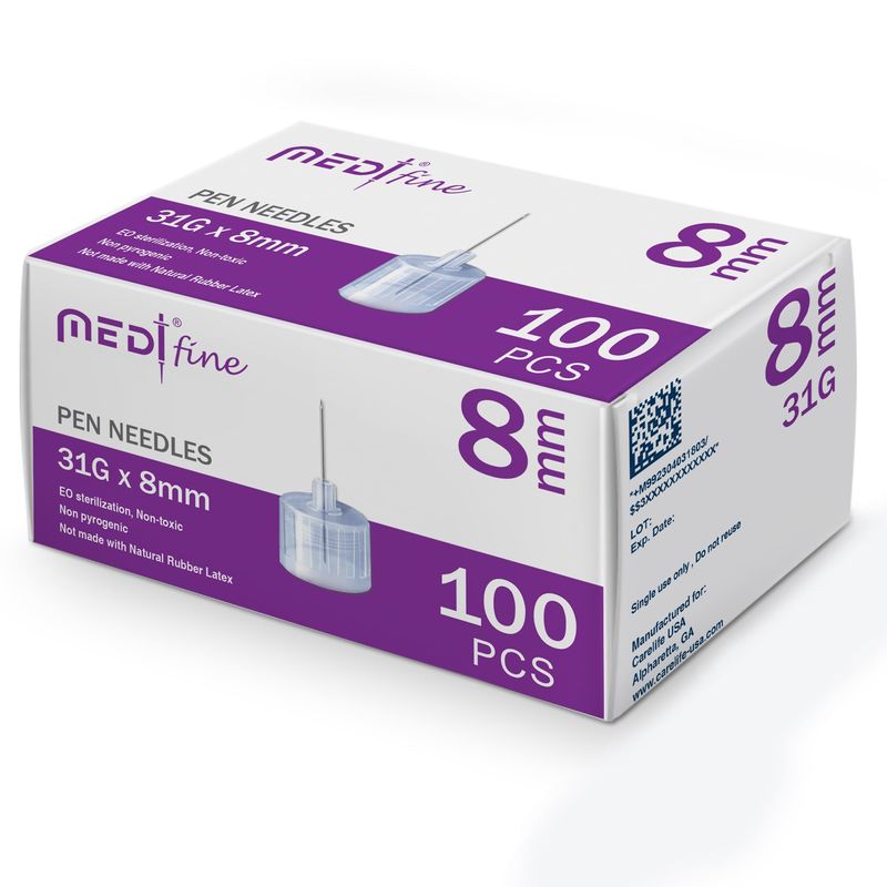 Medt - Fine Insulin Pen Needles (31G 8 mm) - Diabetic Needles for ...