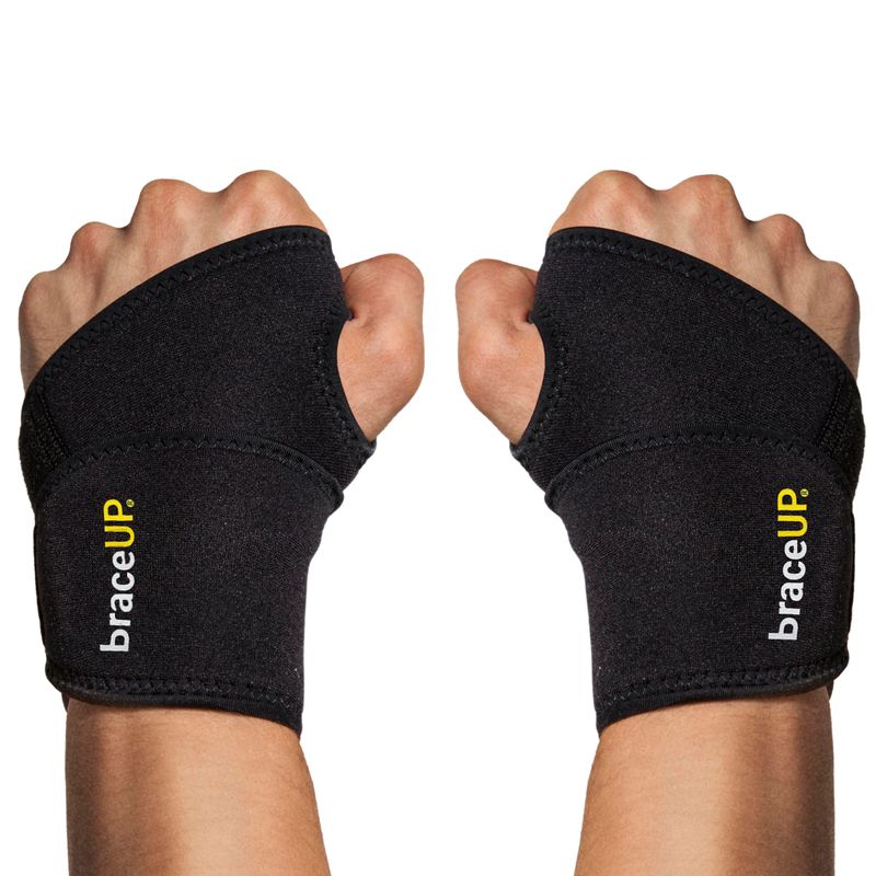 BraceUP Adjustable 2 Wrist Wraps for Men and Women - Workouts Wrist ...