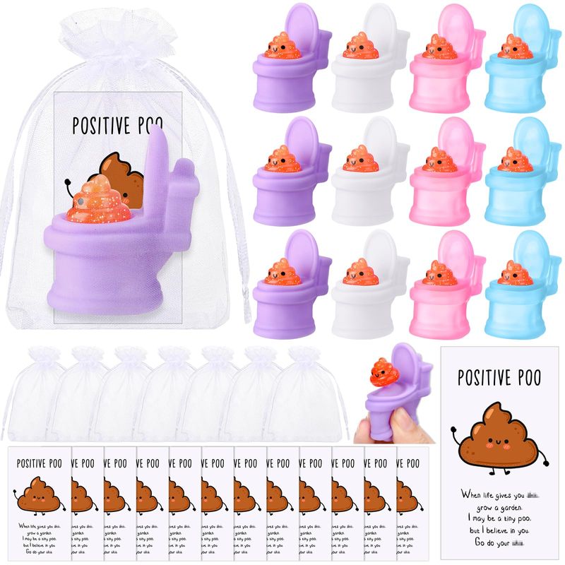 HyDren 12 Sets Funny Positive Poo Gifts Mini Gag Toilet Toys Support ...
