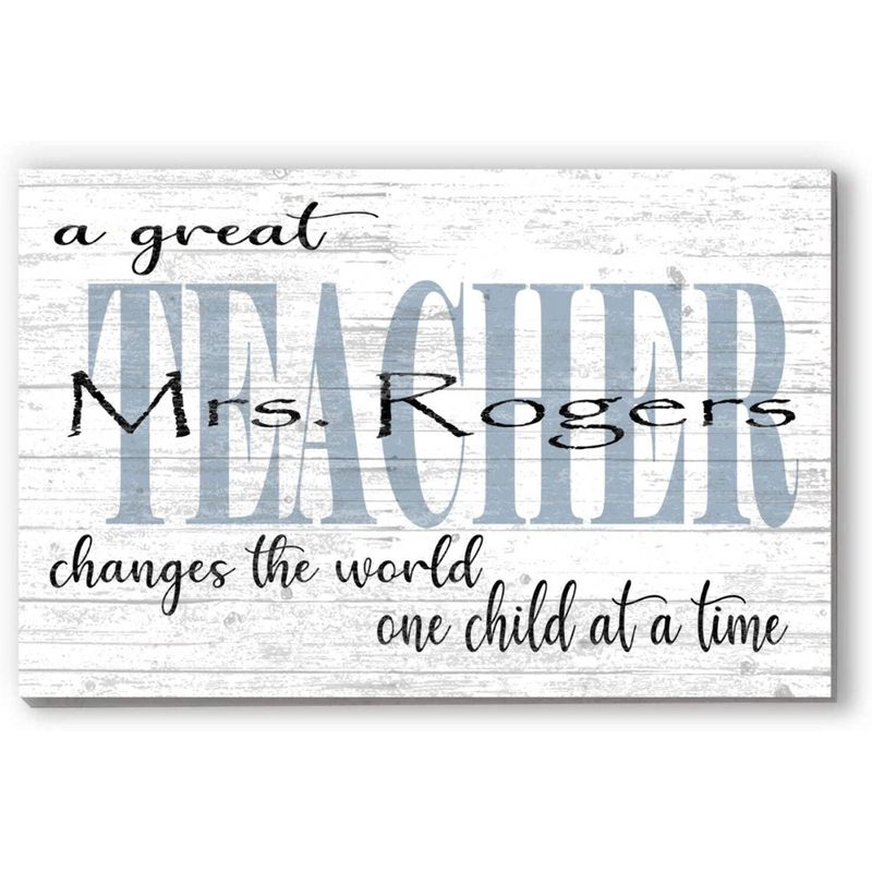 Personalized Teacher Gift Plaque – “A Great Teacher Changes the World ...