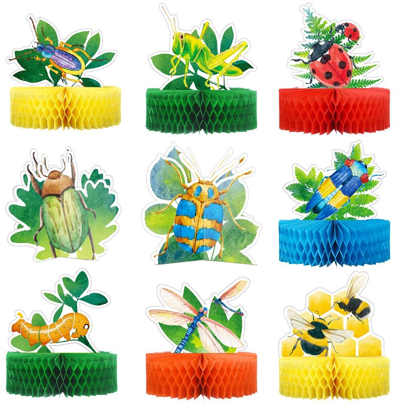 9 Pcs Summer Bugs Party Decorations Bug Themed Honeycomb Centerpiece ...