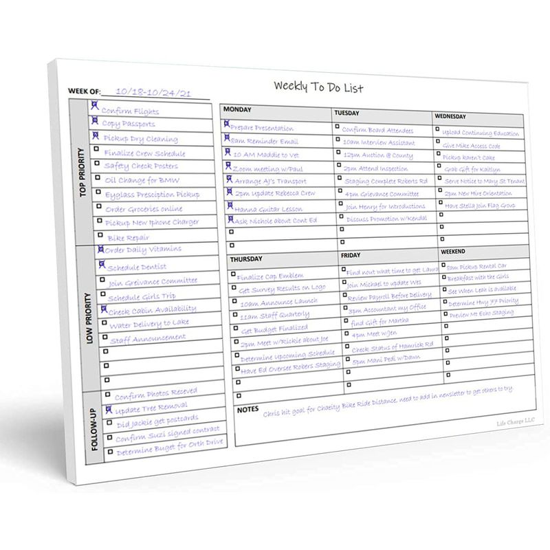 Weekly TO DO List Notepad, 50 Page Task Planning Pad w/Daily Checklist ...