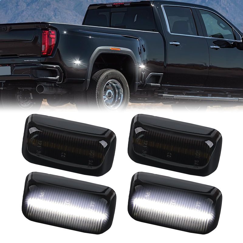 DERMOKA LED Dually Bed Fender Side Marker Lights For 2015-2023 Chevy ...