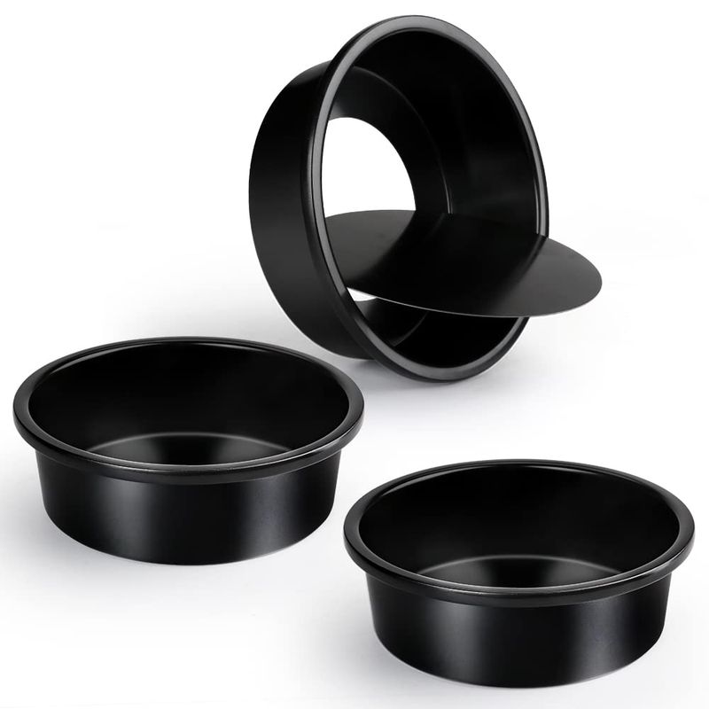 Cyimi 6 Inch Round Cake Pan Set of 3, Nonstick Coating Baking Round ...