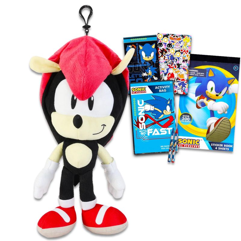 Sonic The Hedgehog Plushie Set - Bundle of a 12" Mighty Sonic, Stickers ...