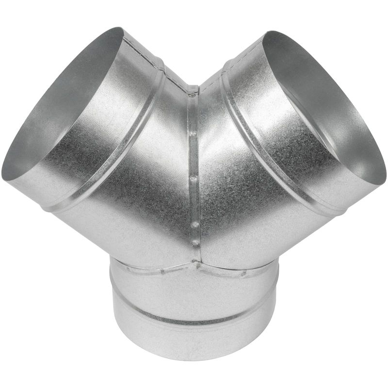 6" Inch Y-Shape Ducting Splitter - 45 Degree Galvanized Steel 3-Way ...