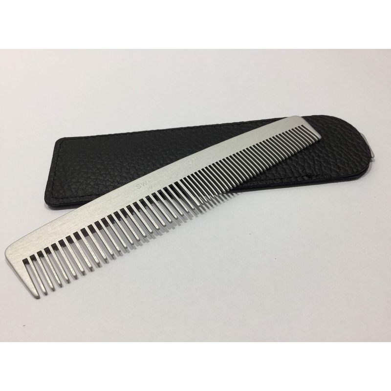 Swedish Crown Pocket Comb with Genuine Leather Case Aluminium Comb 13 ...