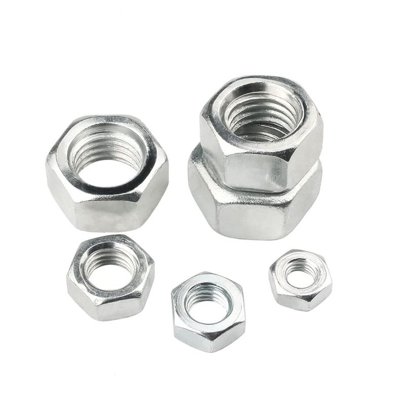 M10(10mm) Iron White Zinc Hex Nut for Bolts & Screws Full Nuts with Coarse Thread DIN 934(Pack ...