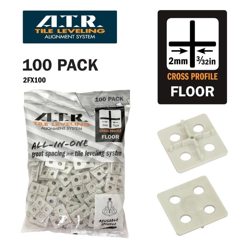 ATR Tile Leveling Alignment System 100 2mm Floors Cross Spacing Plate ...