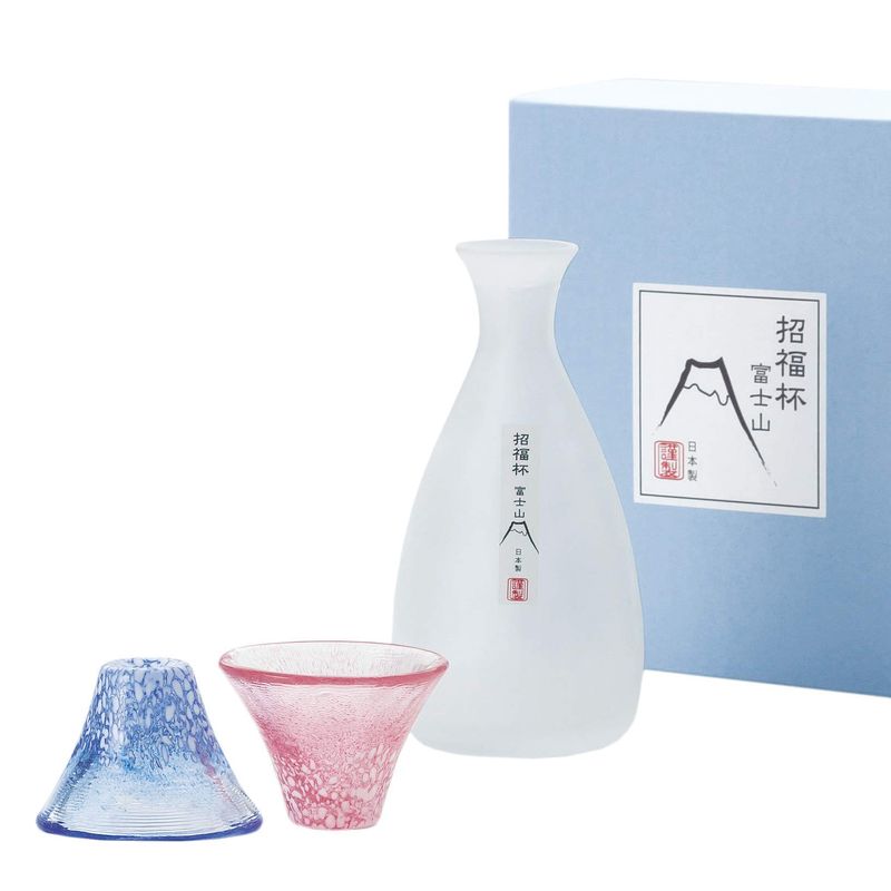 Cold Sake Set Good Fortune Sake Cup Mt. Fuji Sake Bottle and Cup Set ...