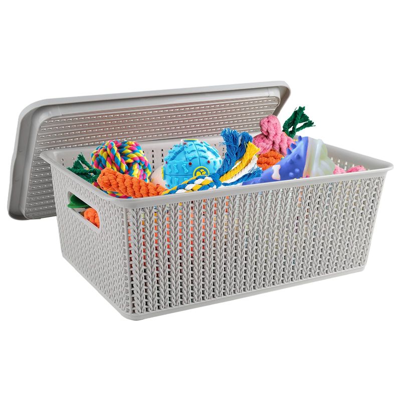Geyecete Dog toy basket storage bins Stackable Plastic Pantry Bins with ...
