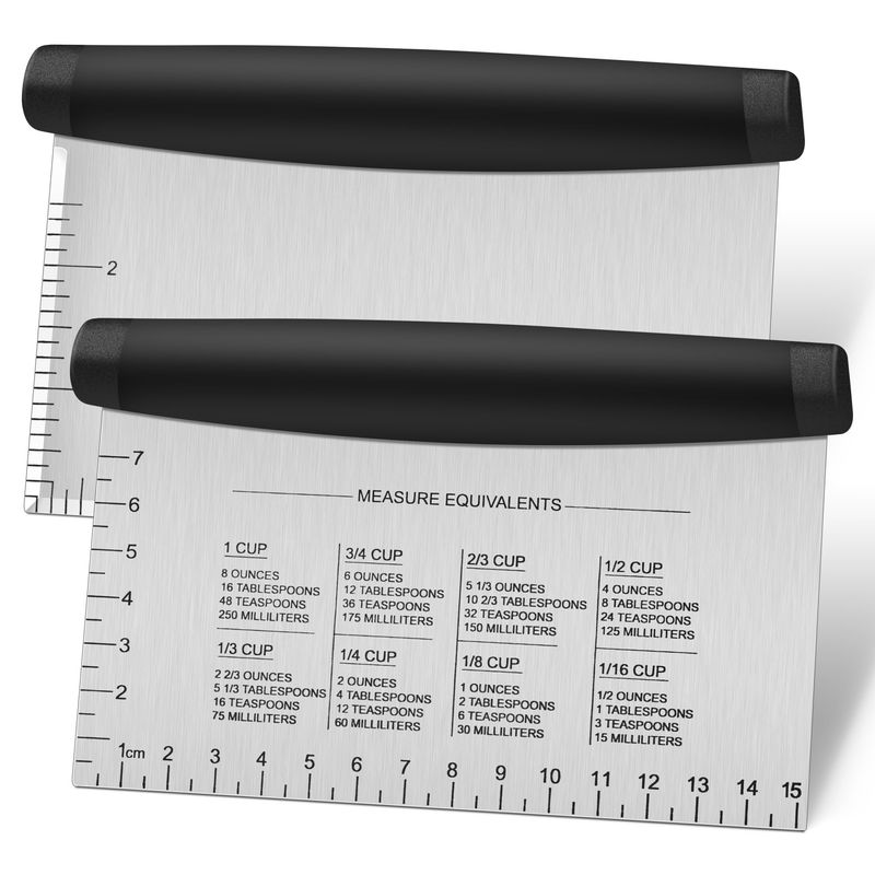 Joyfair 2Pcs Dough Scraper, Stainless Steel Dough Cutter with ABS Heat ...