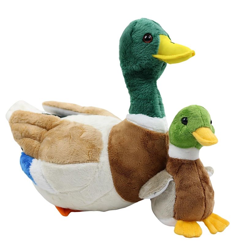 POPOTATO Mallard Duck Plush Daddy 13" with a Baby Duck Plushies, 2PCS ...