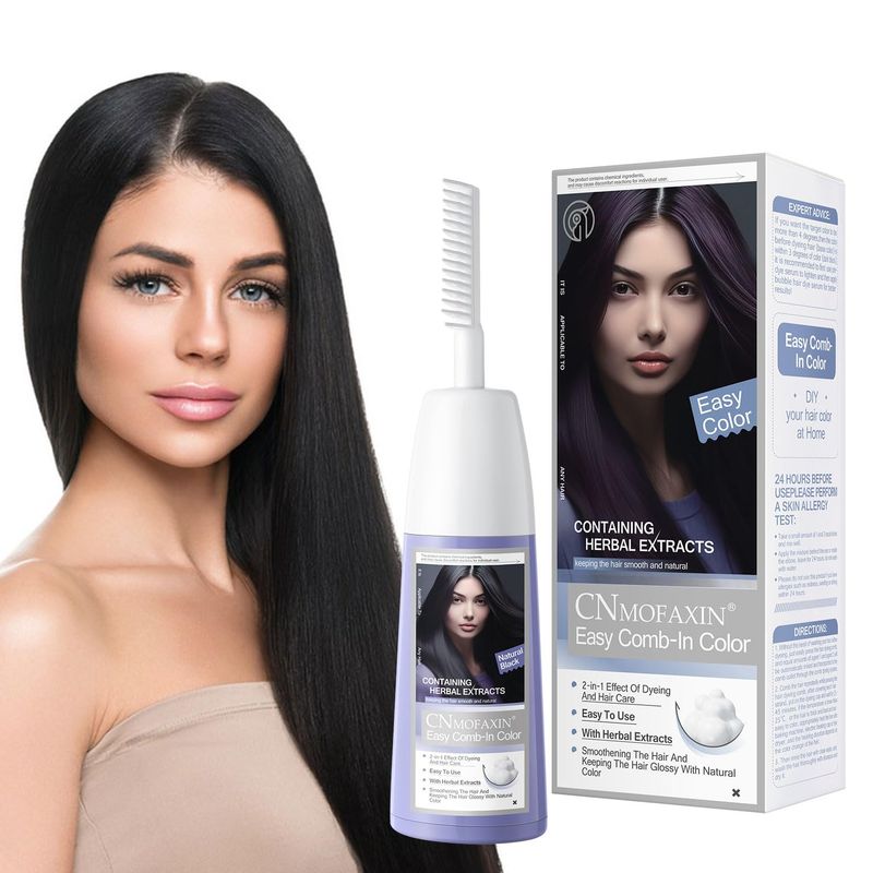 CNMOFAXIN Easy Comb-In Color Hair Dye Shampoo & Mustache Comb Kit, Semi ...