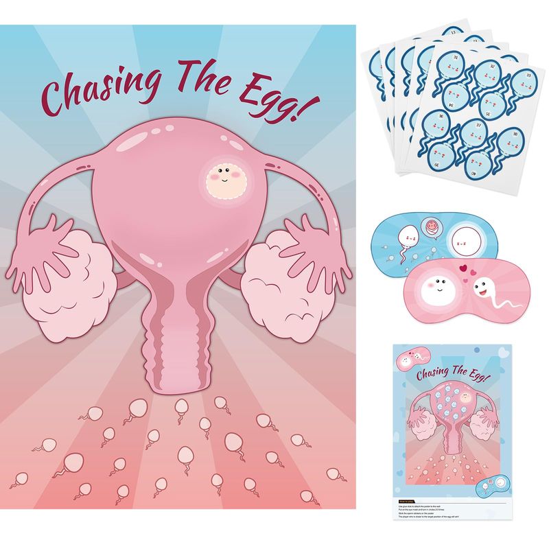 ASTARON Baby Shower Party Games Chasing The Egg Big Poster with 50 ...