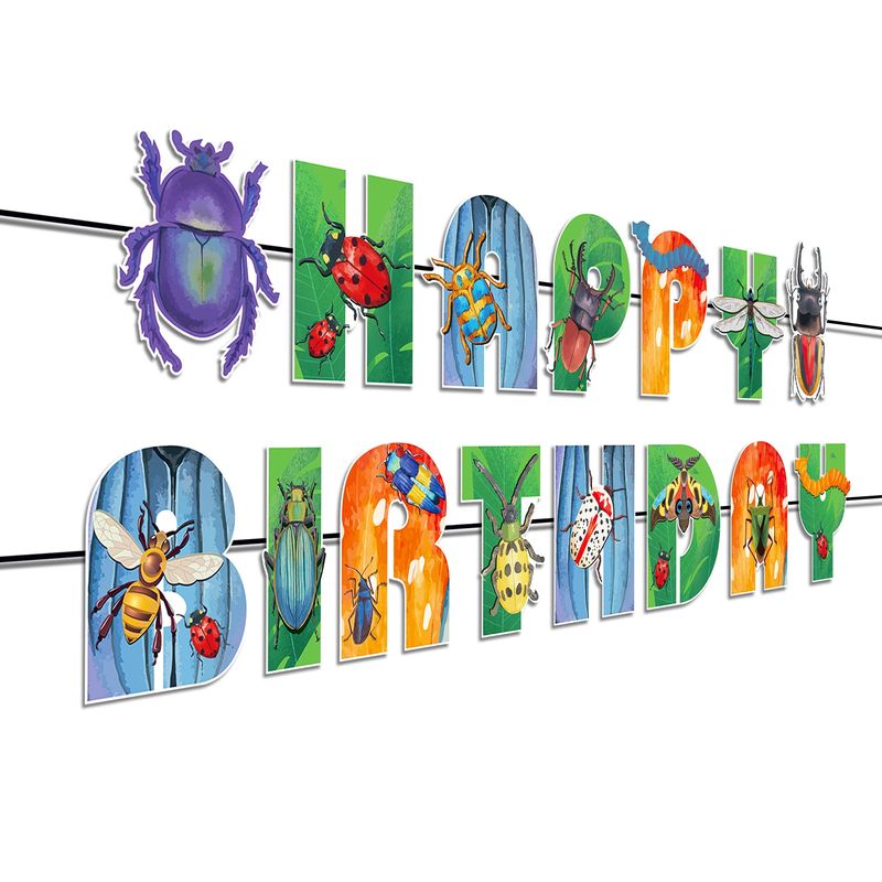 Bugs Birthday Banner Insects Party Decorations – 15-Piece Insects Happy ...
