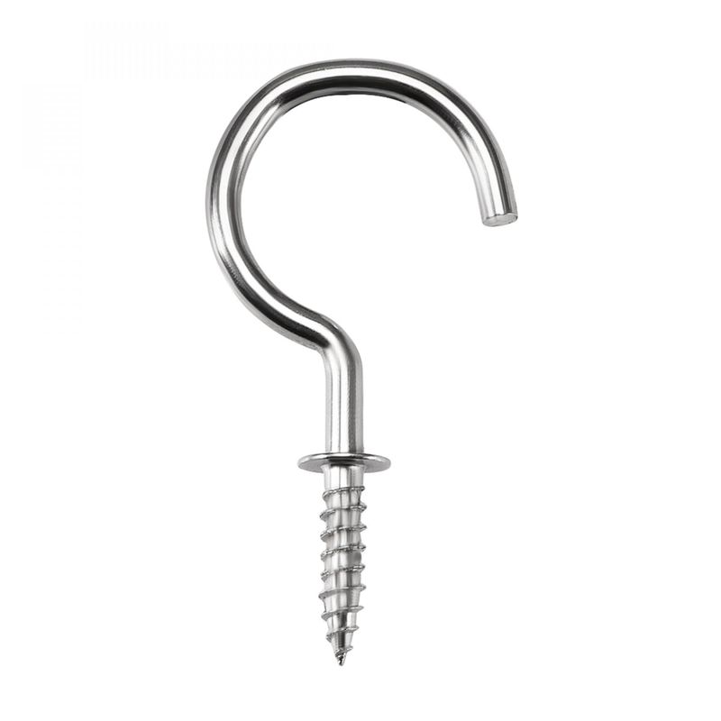 uxcell Ceiling Screw Hooks Stainless Steel Silver Tone Skew Hanger Self ...