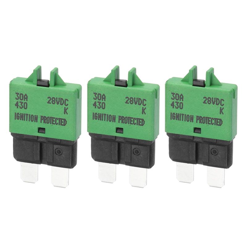 DMiotech 3 Pack 28V DC 30A Green ATC/ATO Manual Mini Resettable Fuse ...