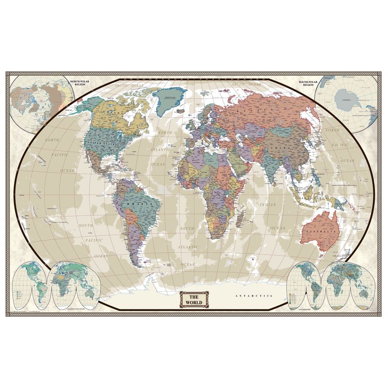 World Executive Wall Map Poster Mural (24x36 Laminated) - Online ...