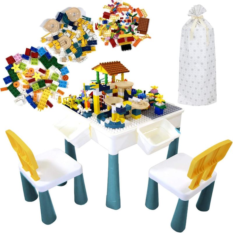 MRG Blocks Table, 293 Pieces with Blocks, Toys, Educational Desk, Chair ...