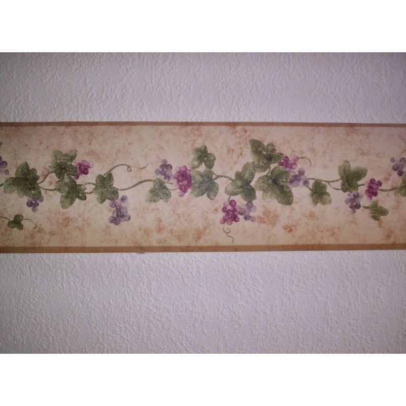 PETITE GRAPE VINE WITH GRAPES PREPASTED KITCHEN WALLPAPER BORDER ...