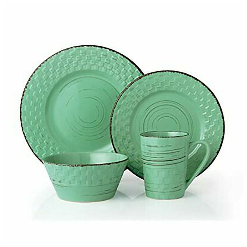 16 Piece Stoneware Dinnerware Service Set for 4 People - Distressed ...