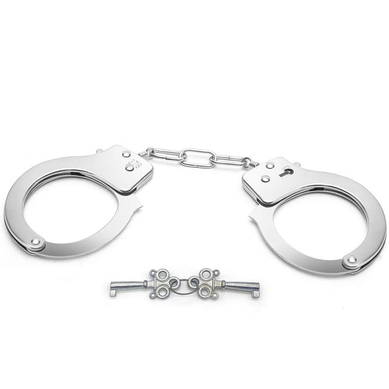 Metal Handcuffs with Keys for Cosplay Police, silver Handcuffs Prop ...