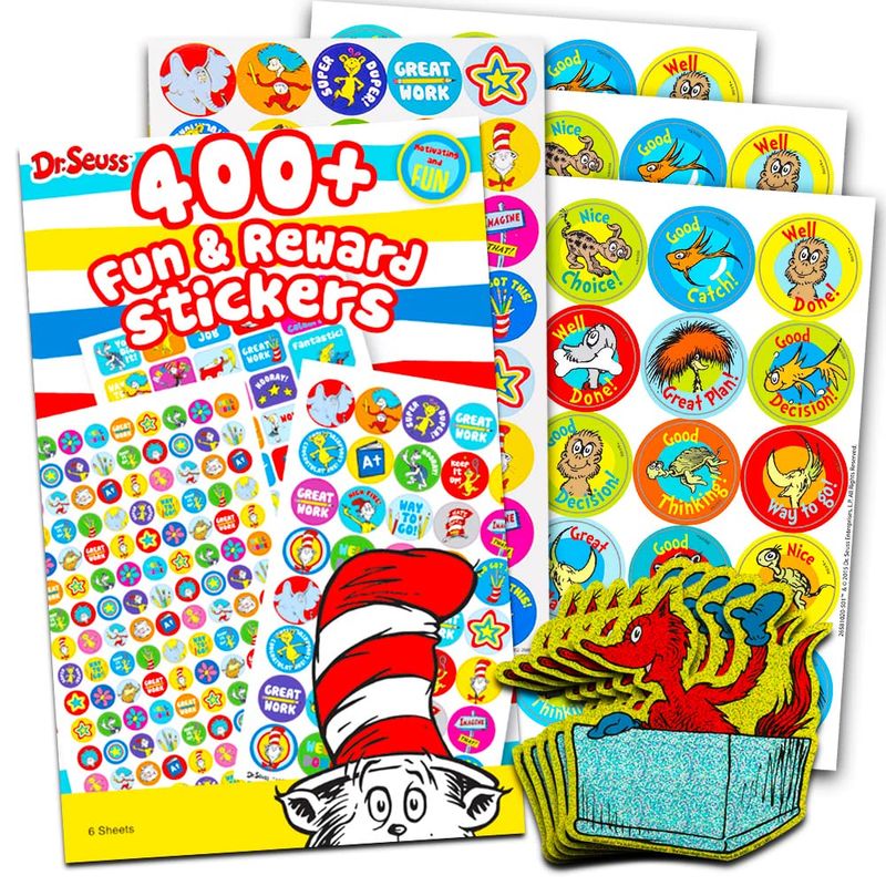 Dr. Seuss Stickers Party Favors Pack - Cat in The Hat Sticker Sheets ...