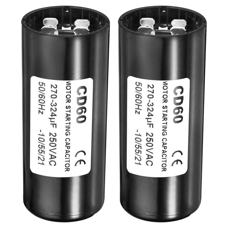 PATIKIL Motor Start Capacitor, 2 Pack 270-324uF/Mfd 250VAC 50/60Hz CD60 Run Capacitor for ...
