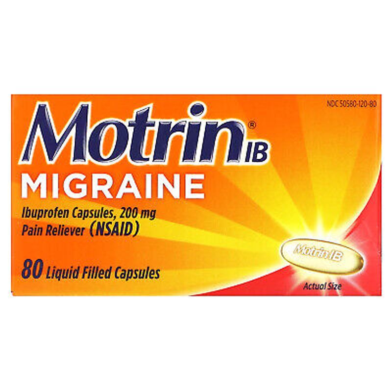Migraine, Ibuprofen Capsules, 200 mg , 80 Liquid Filled Capsules ...