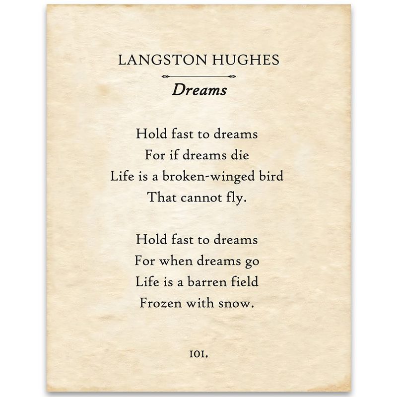 Langston Hughes - Dreams - 11x14 Unframed Typography Book Page Print ...