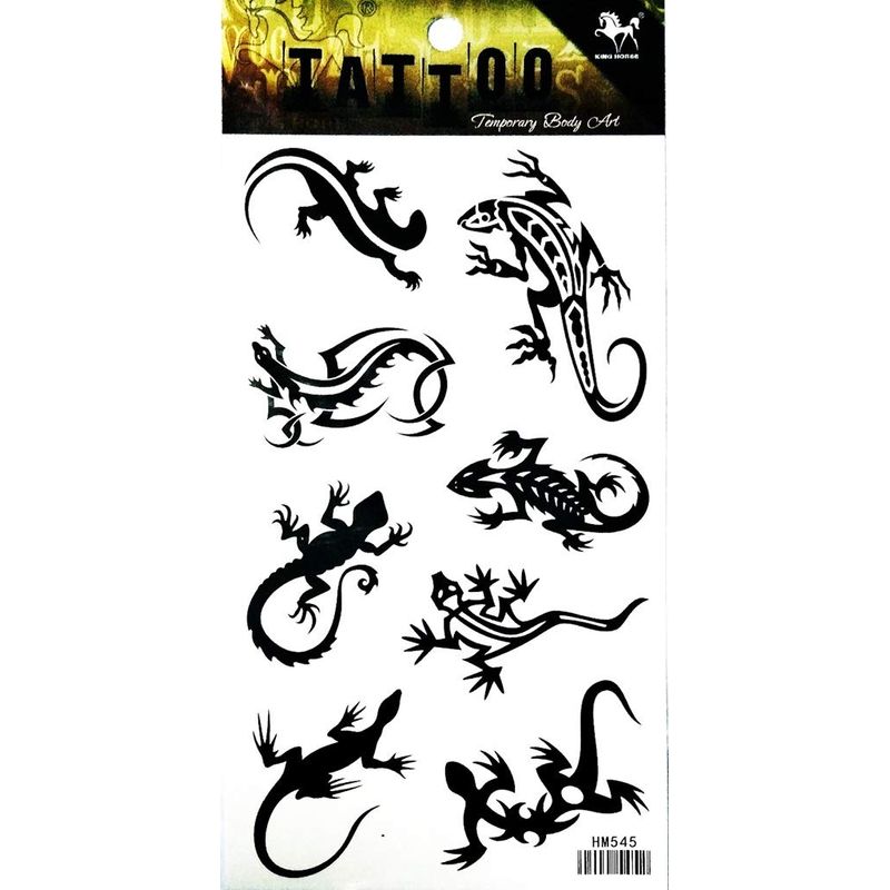 PP TATTOO 1 Sheet Black Lizard Gekko Salamander Temporary Tattoo ...