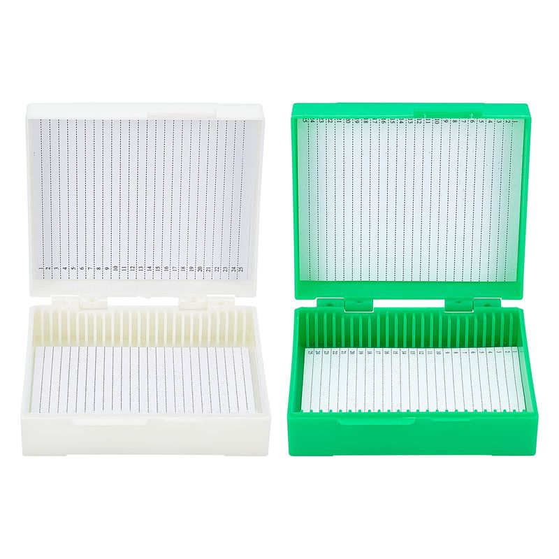 OLYCRAFT Pack of 2 Microscope Slides Box 25 Slots Micro Slide Economy ...