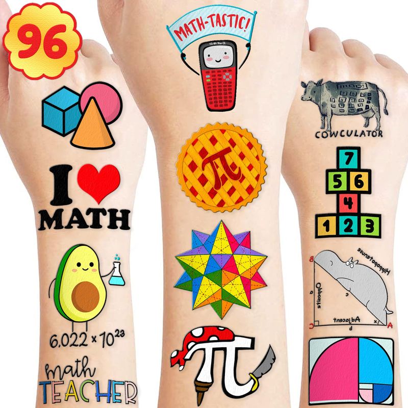 96 PCS Funny Cute Math Formula Symbols Temporary Tattoos Stickers ...