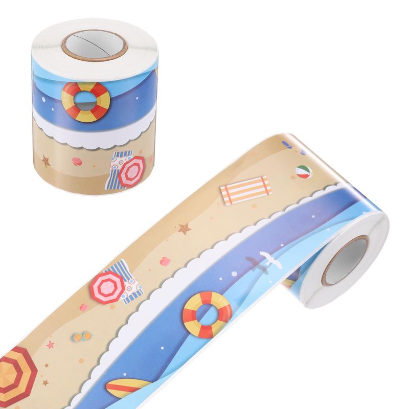 sourcing map 66ft Summer Beach Bulletin Board Borders, Scalloped Rolled ...