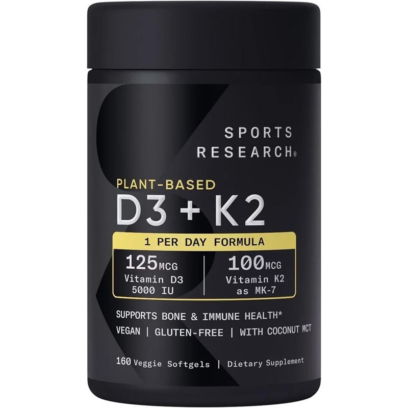 D3 K2 Plant-Based D3 Plus K2 (MK-7) 160 Veggie Softgels - 5000iu ...