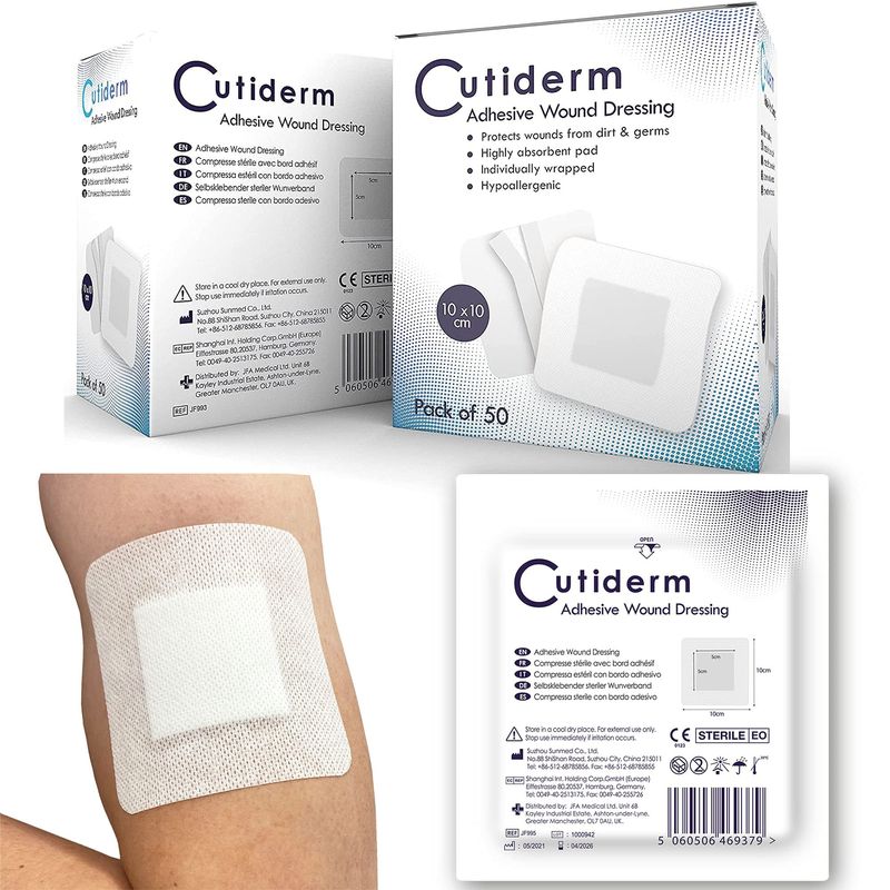 Cutiderm Sterile Adhesive Wound Dressing 10cm x 10cm - Box of 50 ...