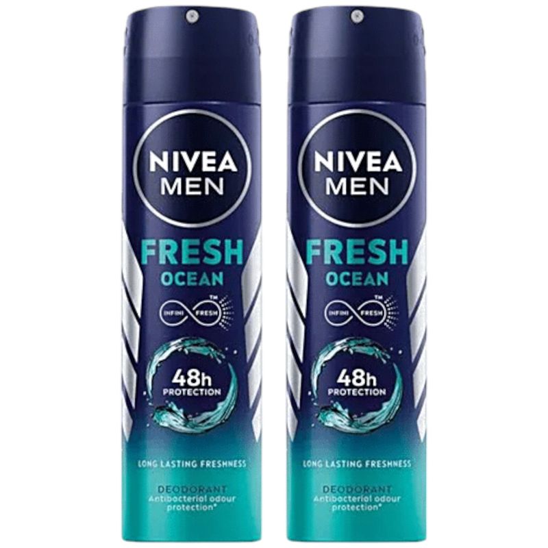 Nivea Men Fresh Ocean 48 Hour Deodorant Spray, 5oz (150ml) (Pack of 2 ...