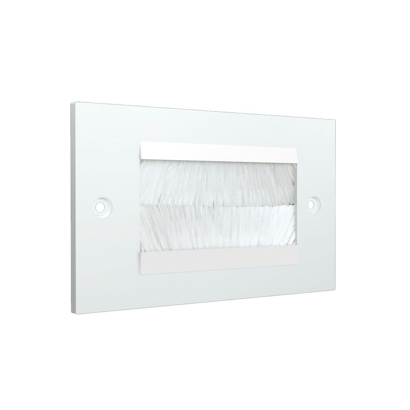 rhinocables Double Gang White Faceplate Brush Plate with Black or White ...