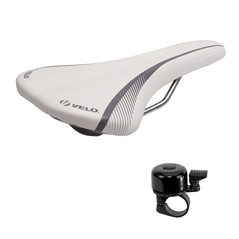 Velo Speedflex T-Bar Racing Saddle White with Bicycle Bell - Online ...