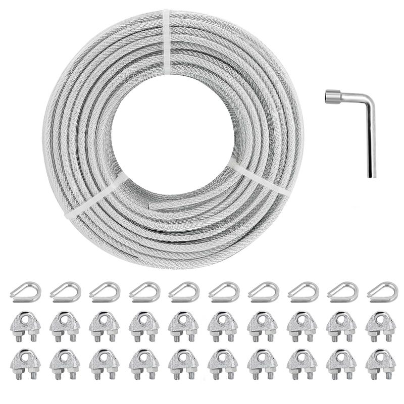 hannger 3MM Wire Rope Kit, 30M PVC Coated Steel Cable Guide Wires ...