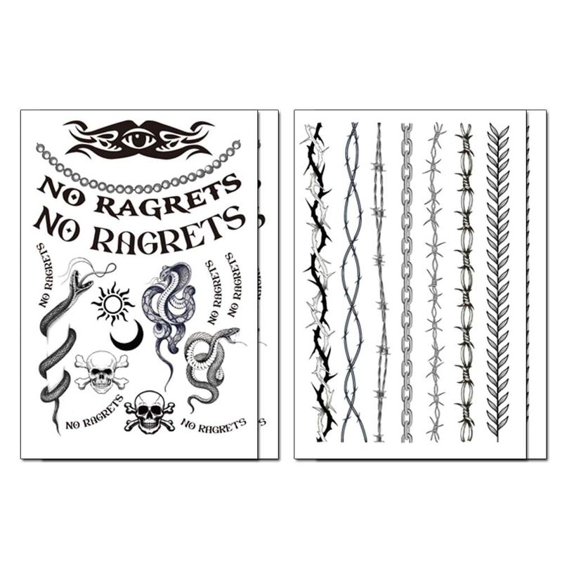 4 Sheets No Ragrets Temporary Tattoos Barbed Wire Temporary Tattoos ...