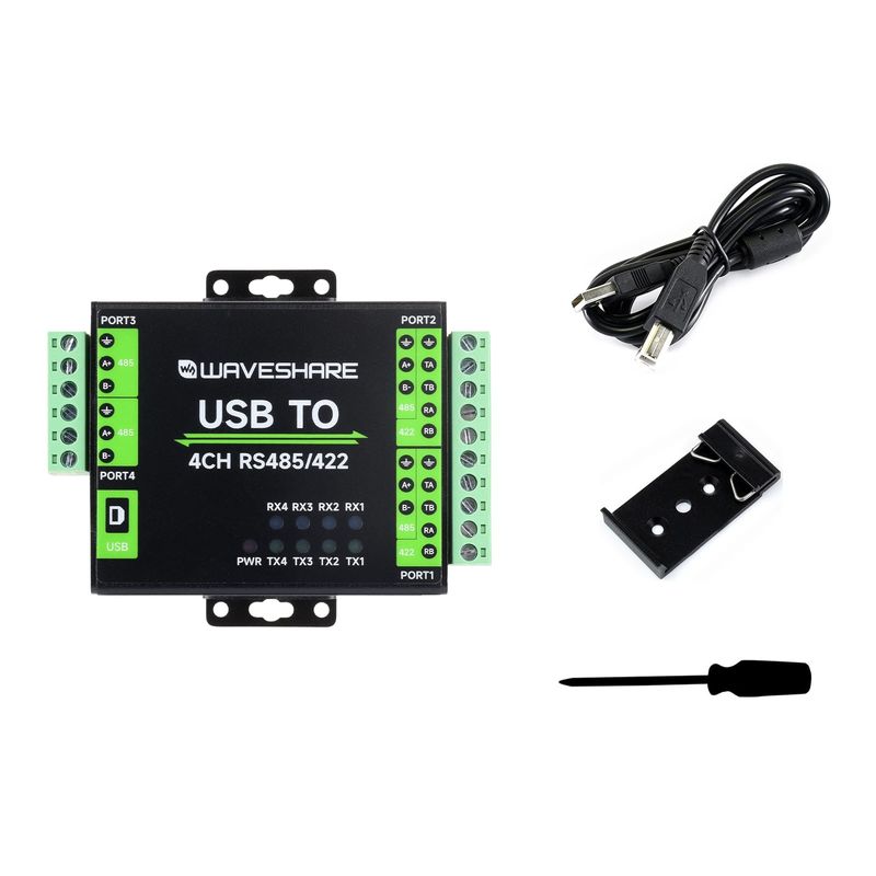 Waveshare Industrial Isolated USB to RS485/422 Converter, Original FT4232HL Chip, Supports USB ...