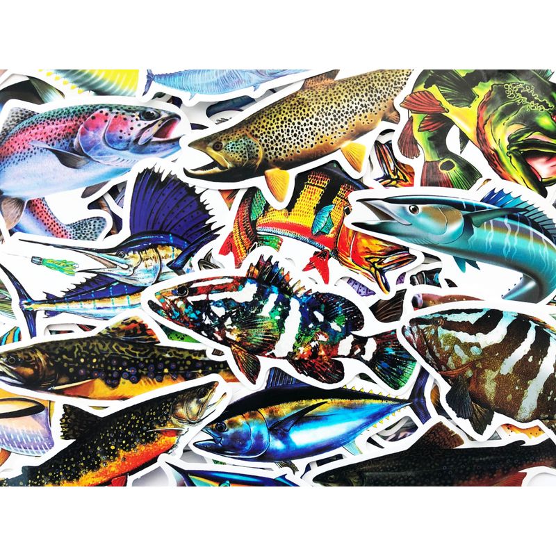 50 Fish Aquarium Ocean Stickers Fishing Decals Deep Sea Pack Set Lot ...