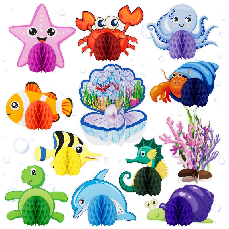 12 Pcs Under The Sea Party Decorations, Sea Animals Honeycomb ...