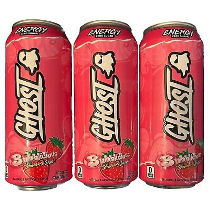 Ghost Energy Drink Bubblicious Strawberry Splash LIMITED EDITION (3 CAN ...