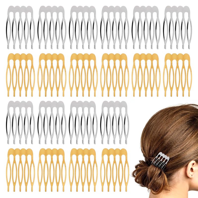 20 Pack Small Hair Combs 5 Teeth Metal Hair Side Combs Blank DIY Slide ...