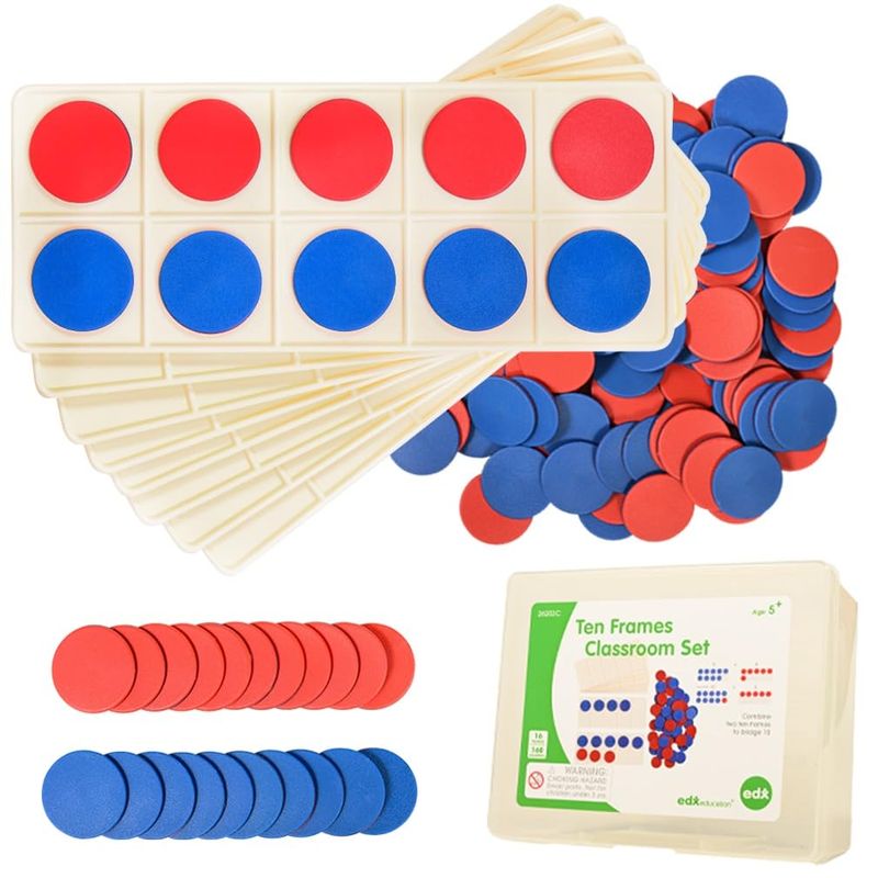 edxeducation Ten Frame Classroom Set - Math Manipulatives for Kids - 16 ...